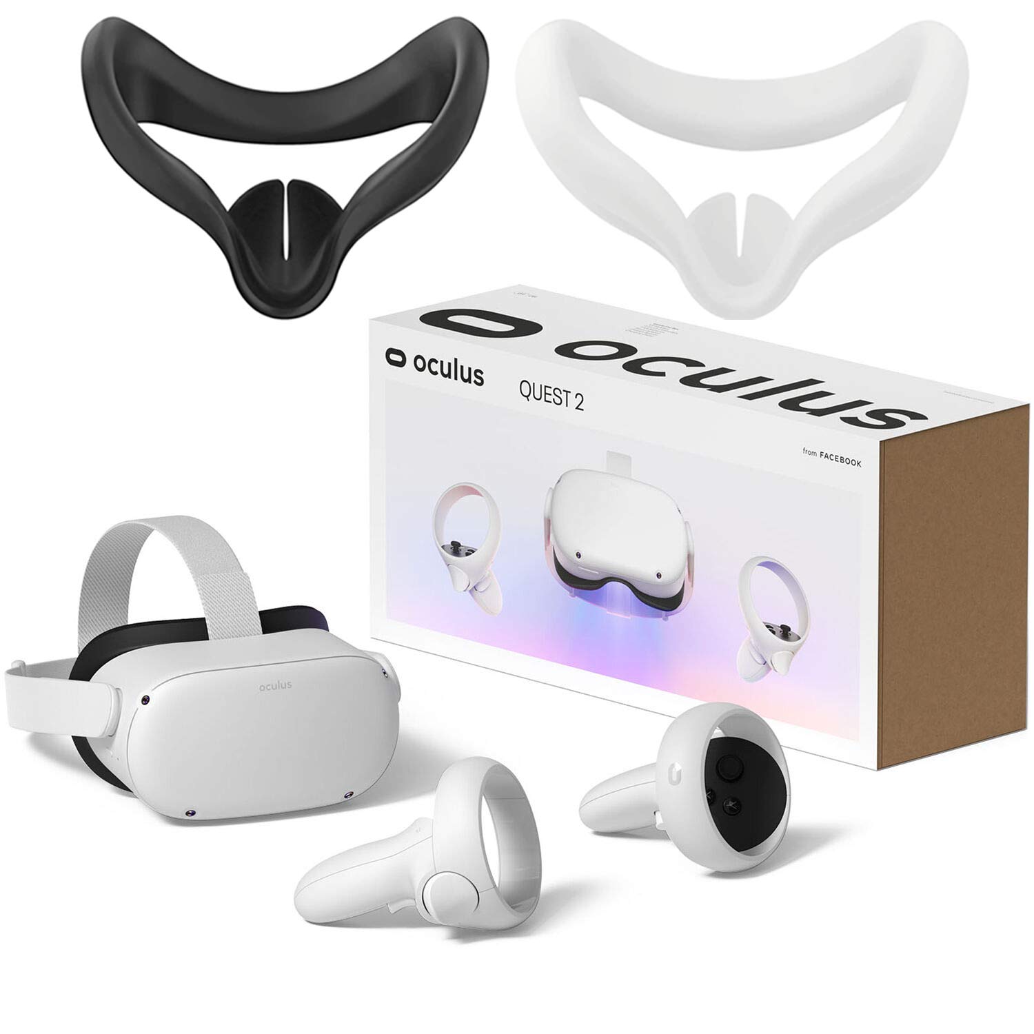Oculus Quest 2 — Advanced All-in-One Virtual Reality Gaming Headset — White — 256GB Video — Family Holiday Bundle — BROAGE 2 Silicone Face Covers