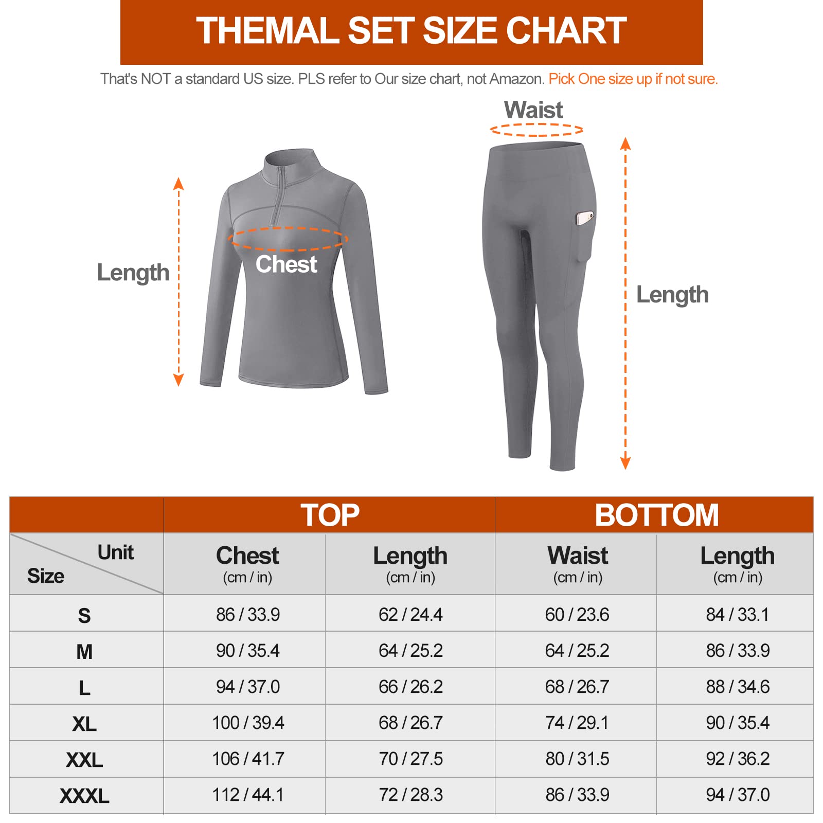 Odoland Thermal Underwear for Women, Winter Warm Skiing Base Layer Set Mock Turtleneck Sport Top & Bottom Light Grey