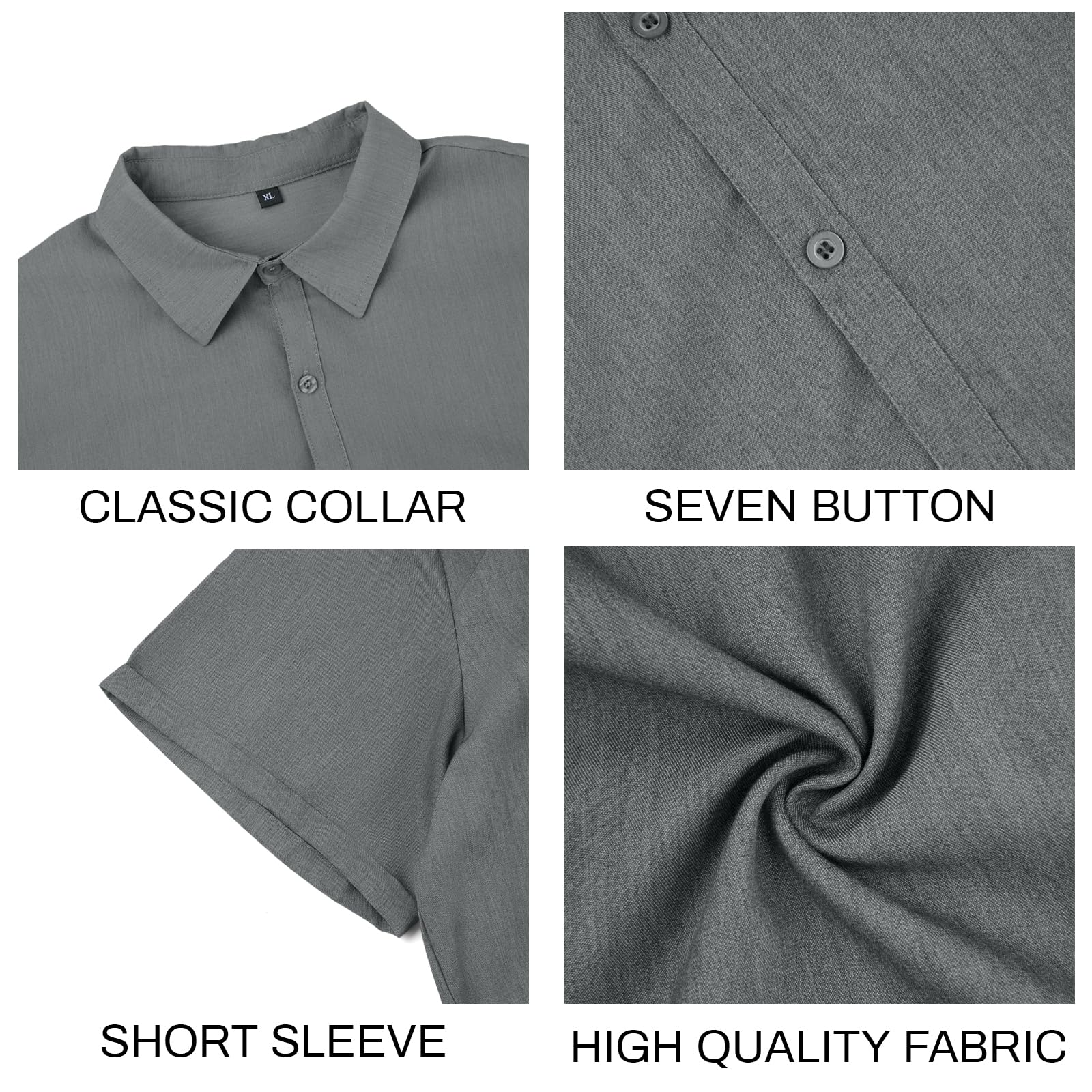 Men's Casual Summer Button Down Shirts Short Sleeve Holiday Beach Vintage Chambray Top GREENBLUE XL