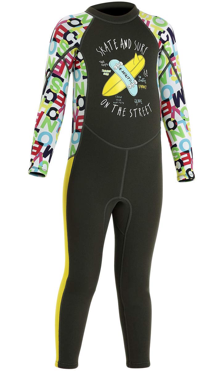 Little Kids Boys 2.5 mm Neoprene Long Sleeves Wetsuit Surfing Full Suits Full Body Neoprene Swimsuits Cartoon Thermal Diving Suits