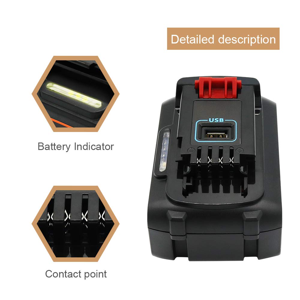 LBXR20 6.0Ah 20V MAX Replacement Lithium Battery Compatible with Black and Decker LBXR20 LB20 LBX20 LBXR2020-OPE LBXR20B-2 LB2X4020