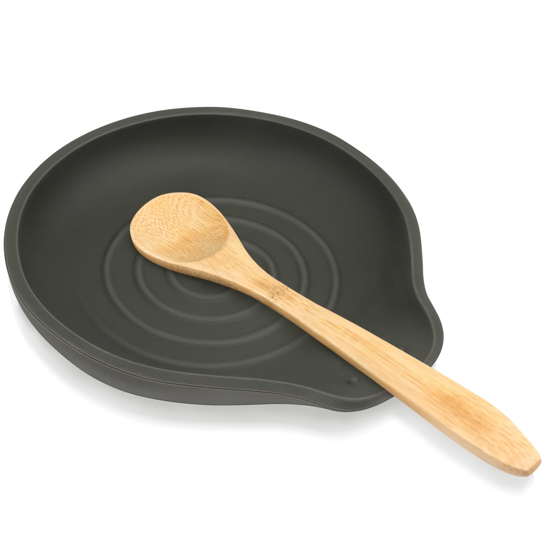 VanlonPro Silicone Spoon Rest for Stove Top - BPA-Free, Heat-Resistant Spoon Holder - Spoon Rest for Kitchen Counter - Large Cooking Utensil Rest for Spoons, Spatulas, Ladles or Tongs - Black