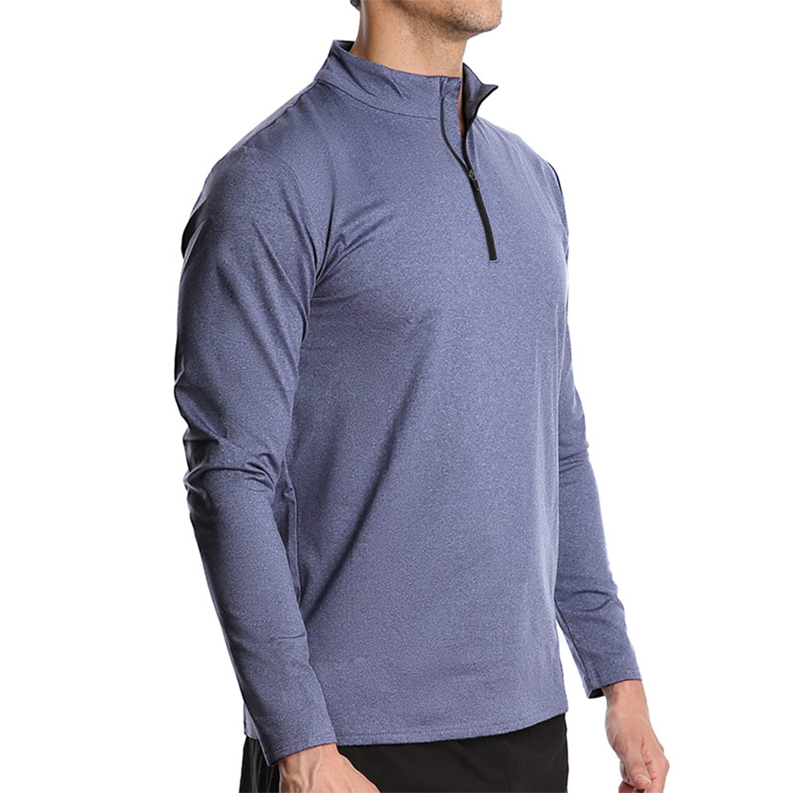 PICKLION Men's Quarter Zip Pullover Sweatshirt Long Sleeve Athletic Sweatshirts Quick Dry Golf Workout Tops Blue