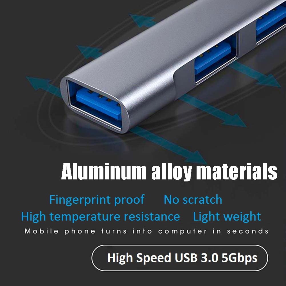 USB C to USB Hub 4 Ports, Siawclub USB 3.0 Hub with a Type C to USB Adapter, Thunderbolt 3 to USB Hub Compatible with Thunderbolt 4 MacBook Pro, Pad Pro, Mac, Surface, Grey