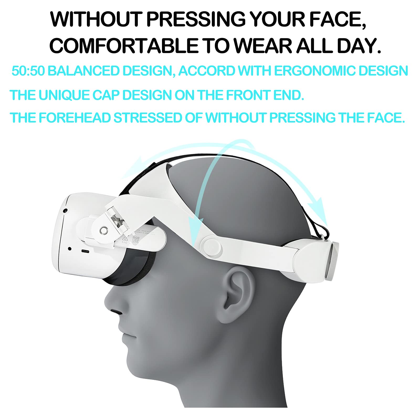 Oculus Quest 2 Halo Strap and Silicone Face Cover - Adjustable Replacement for Quest 2 Elite Strap - Relieved Face Pressure Comfortable Touch - Oculus Quest 2 VR Accessories Head Strap (White)
