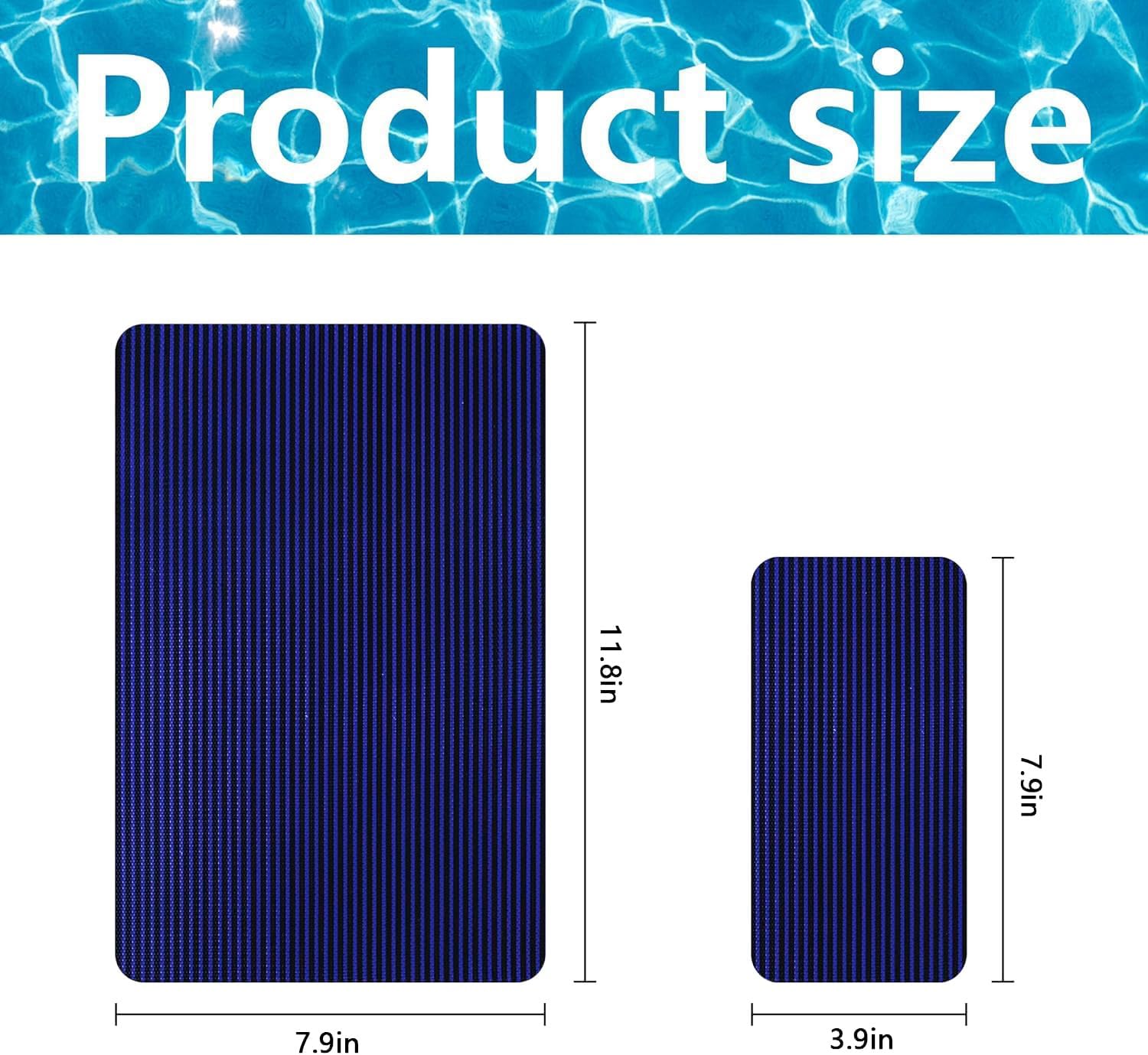 Lfutari 6pcs Swimming Pool Cover Repair Kit - Blue Pool Safety Cover Patch Kit - Self-Adhesive Mesh Pool Cover Saver Patch Kit for Inground Safety Pool Cover (2pcs 12x8 inch+4pcs 4X8 inch)