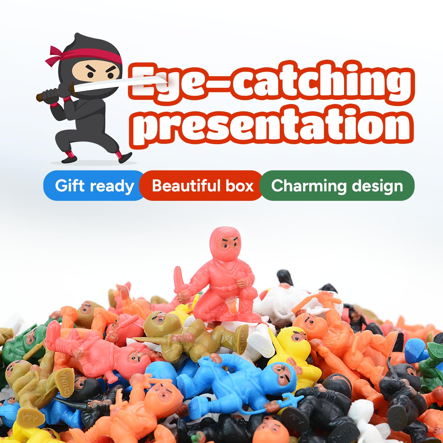 Mini Ninja Gaming Action Figures - Ninja Party Supplies - Ninja Kids Party Favor and Birthday Gift - Ninja Accessories - Easter Egg Fillers - Ninja Birthday Cake Topper - 25pcs