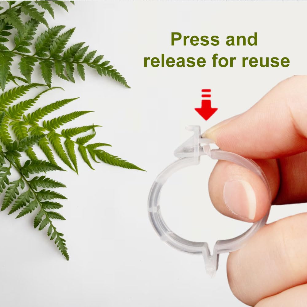 Secured Plastic Plant Clip, 2024 New Plant Fixing Clips for Climbing Plants Plastic Support, Small Plastic Clip Tomato Trellis Clips for Garden Vine Plant Vegetables Tomato (white-100 pcs)