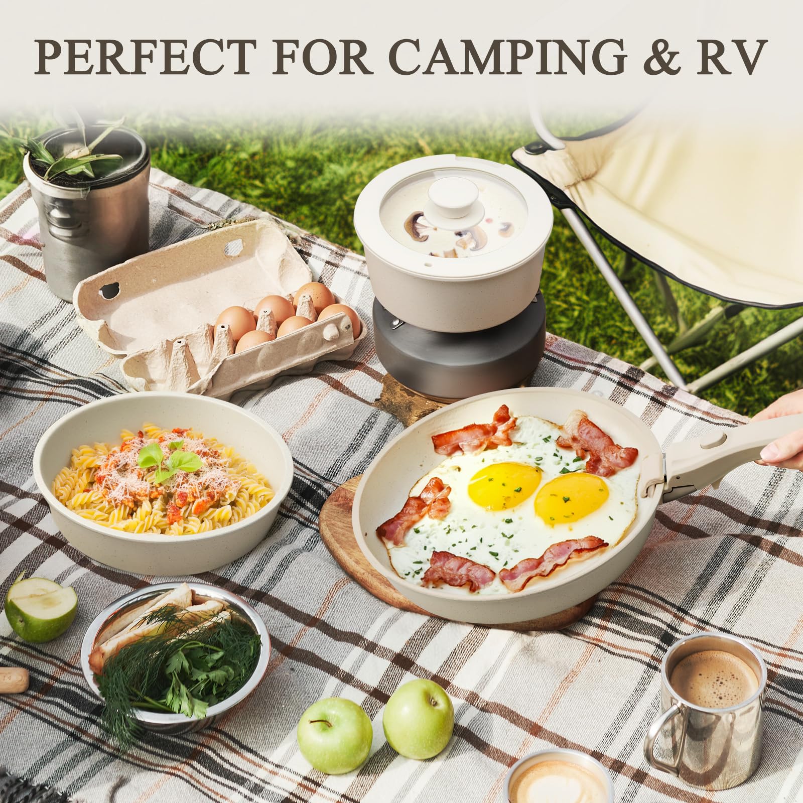 π¨π£ππ₯πππ!! 5 Pcs Pots and Pans Set Non Stick - Detachable Handle Cookware Set, Induction Nonstick Kitchen RV Cooking Set Removable Handle - Dishwasher οΌ Oven Safe οΌHeat Evenly for Better Cooking