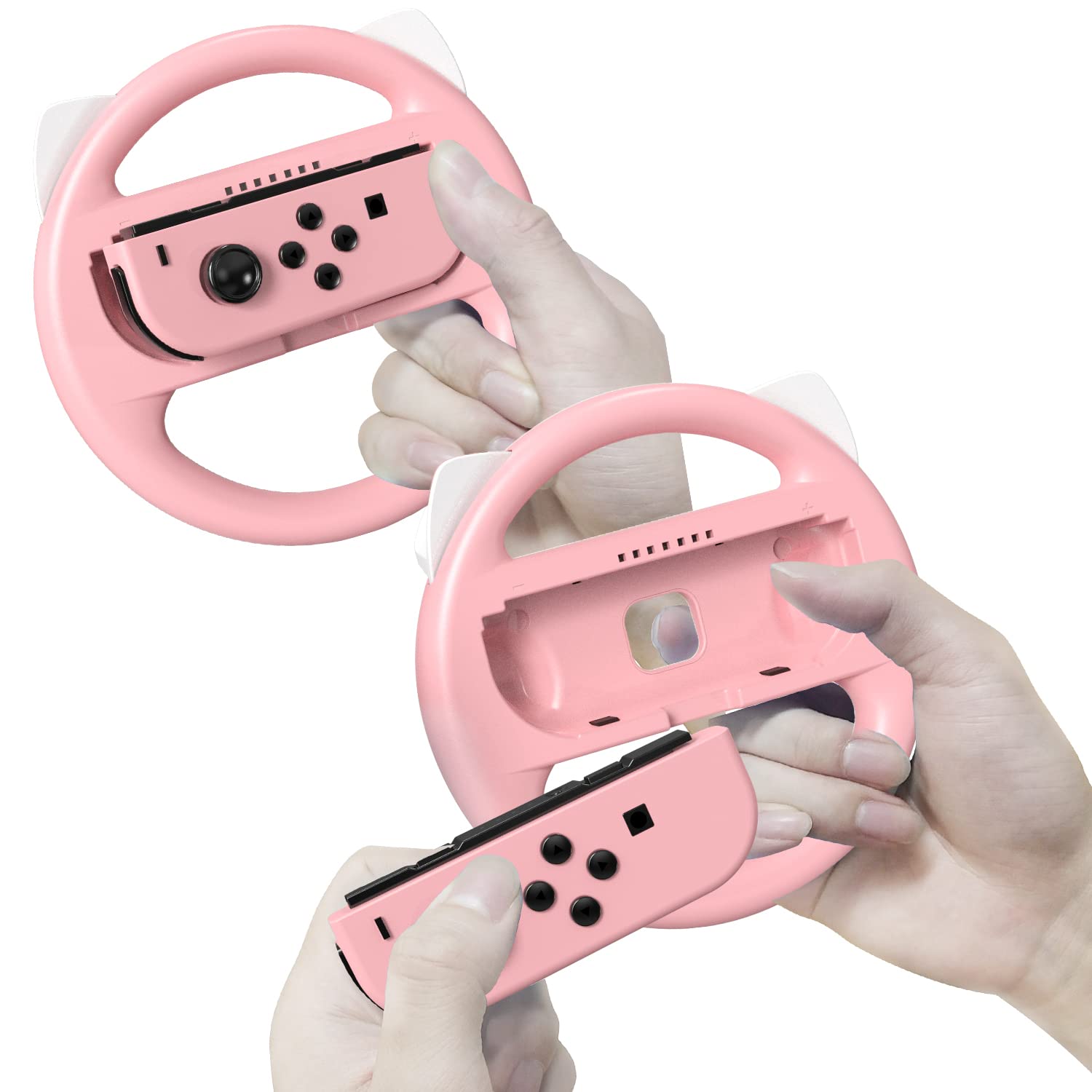 momen Switch Steering Wheel for Nintendo Switch Accessories,Racing Wheels for Mario Kart 8 Deluxe,Compatible with Switch JoyCon Controllers, 2 Pack,Blue & Pink