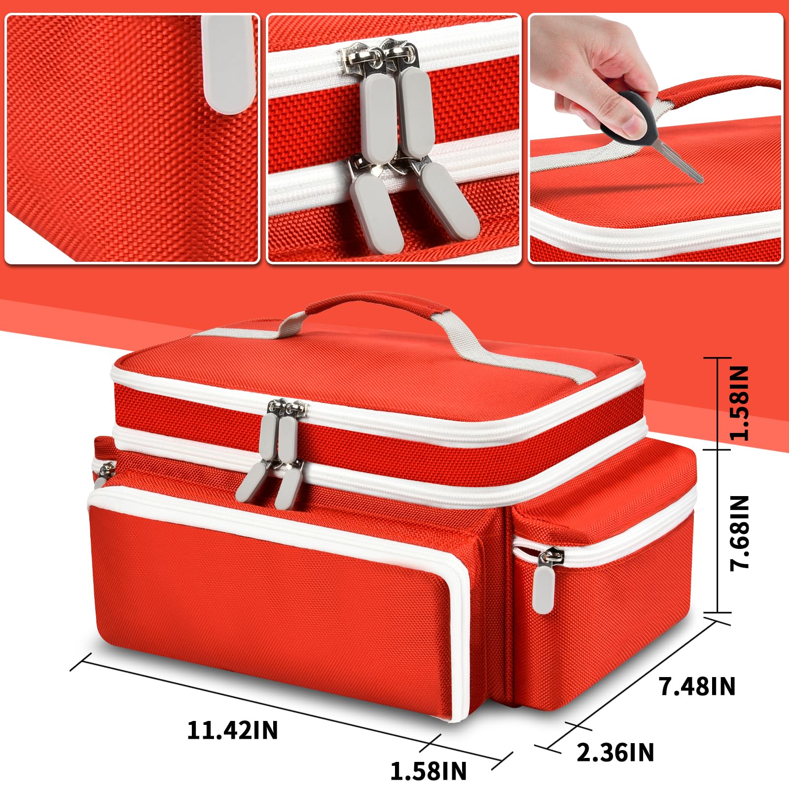 Large Medicine Organizer Bag Box - Empty First Aid Kits Bags for Emergency. Pill Bottle Storage Container, Medical Supplies Case for Home, Travel, Outdoor, Office, Car, Camping, Hiking, Boating