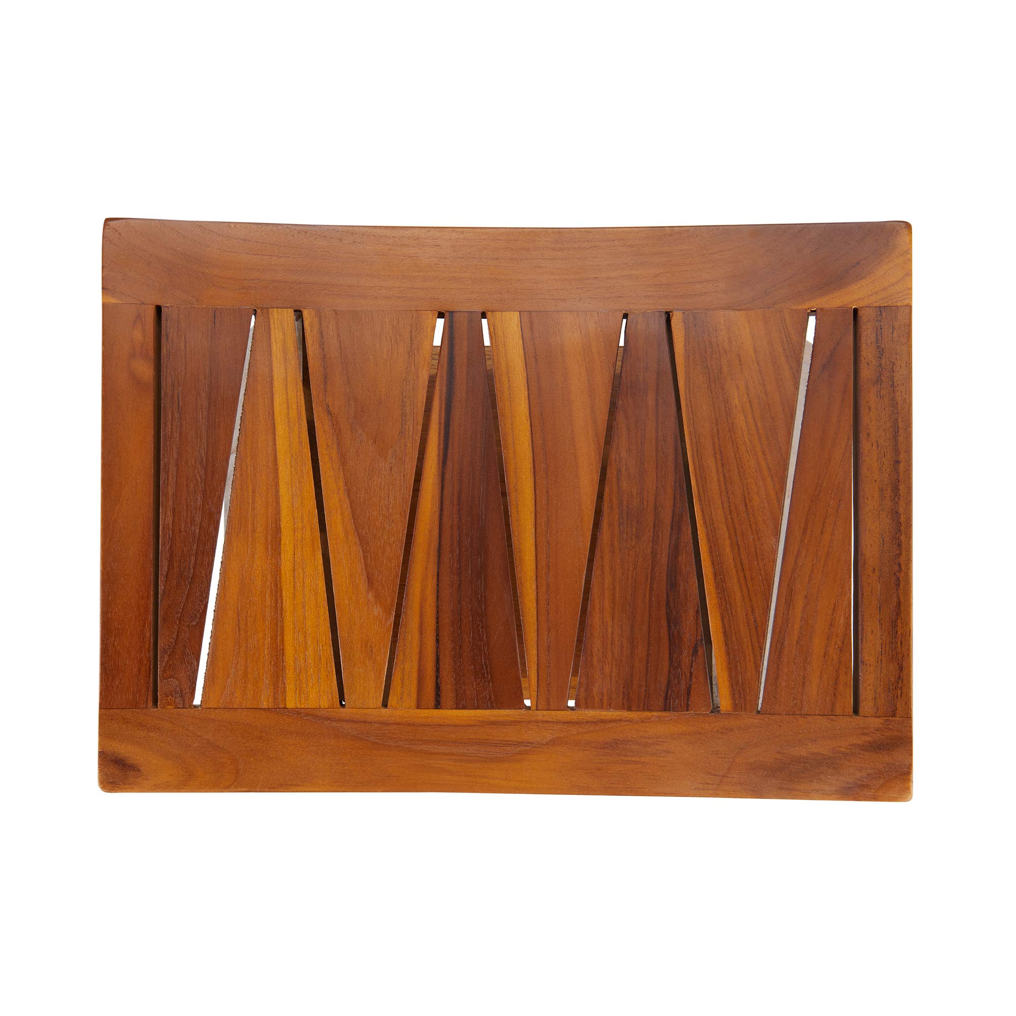 TeakCraft Teak Shower Stool with Shelf β Water Resistant, Non-Slip Premium Indonesian Teak Wood Bath Seat Bench for Shower β Fully Assembled Wood Spa Bath Organizer Seat with Leveling Feet, The Randi