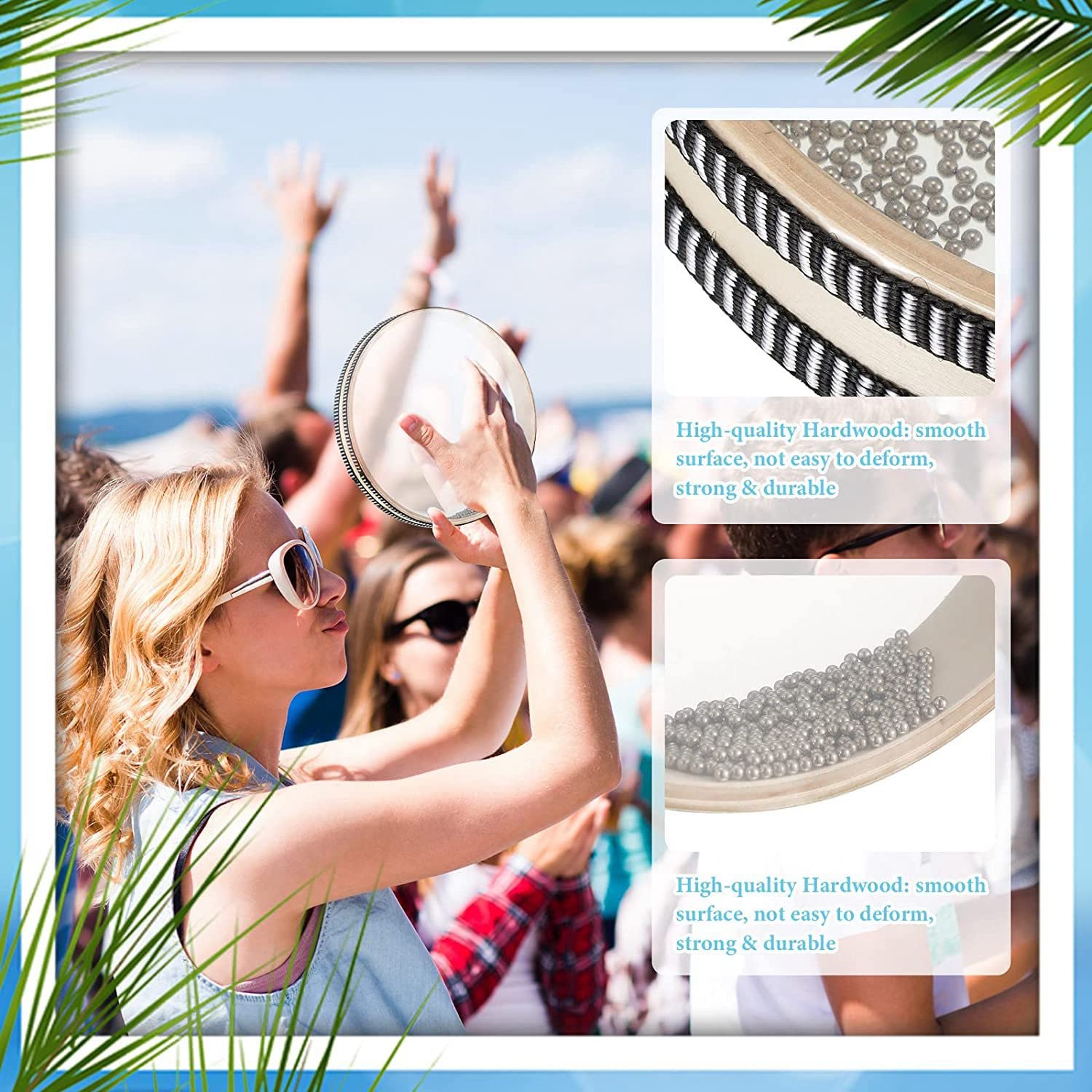 Oidnvay 2 Pieces Wave Bead Hand Drum 8 Inch Sea Wave Sound Drum Wave Drum Ocean Sound Drum Musical Instrument Percussion