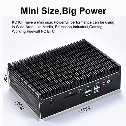 Mini PC Fanless,Intel Core i7 10510U (Up to 4.9GHZ),Windows 11 Pro/Linux, Slient Desktop Computer,16G DDR4 1TB NVME SSD, Metal Case,Dual Gigabit Ethernet,Support Auto Power on