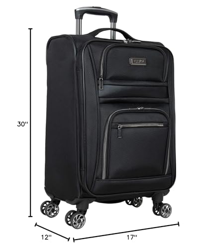 Kenneth Cole REACTION Rugged Roamer Lightweight Softside Expandable 8-Wheel Spinner Luggage, Black, 2-Piece (20β Carry-On/28β Check Size)