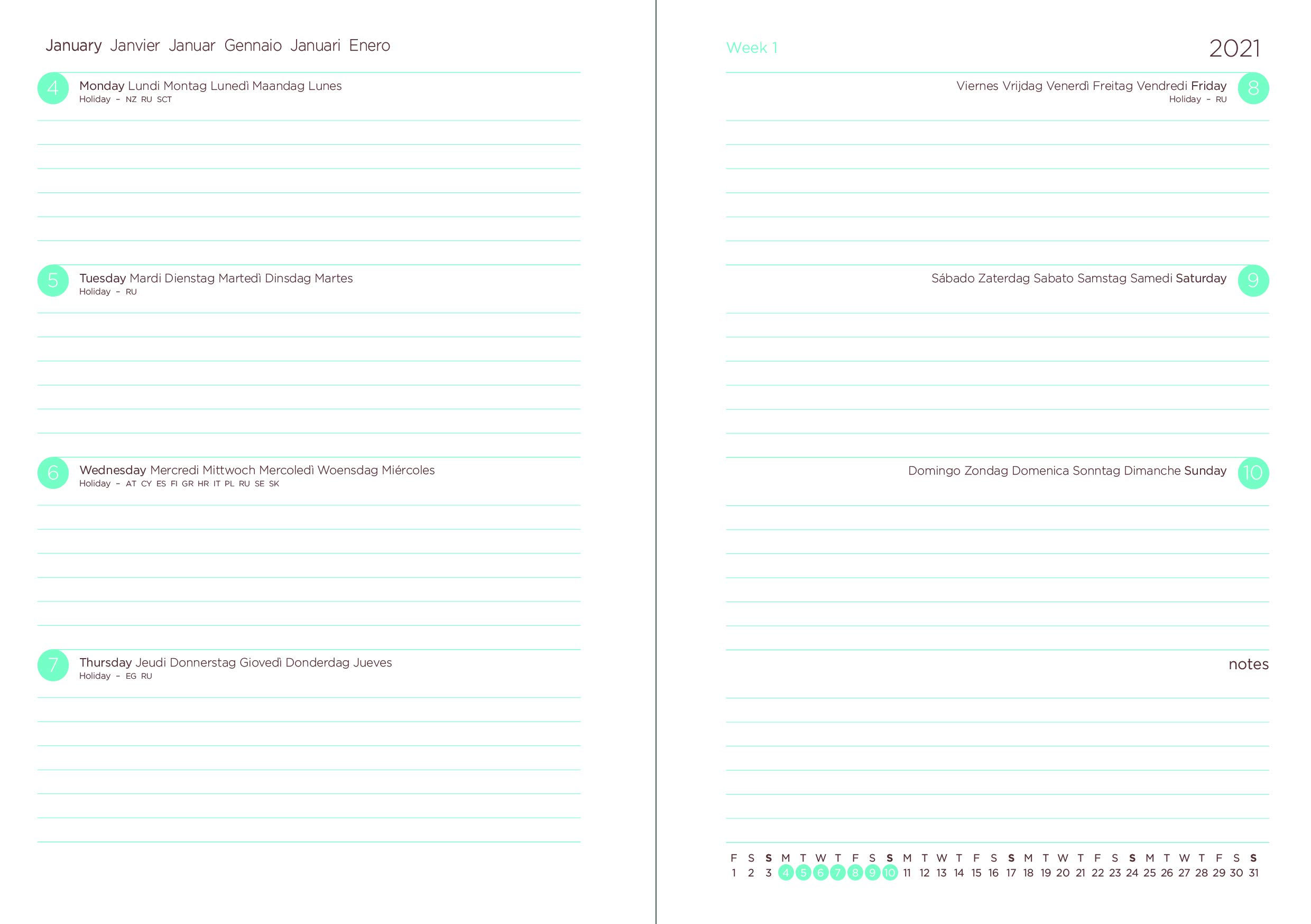 LETTS Abstract A5 Week to View Feather 2021 Diary