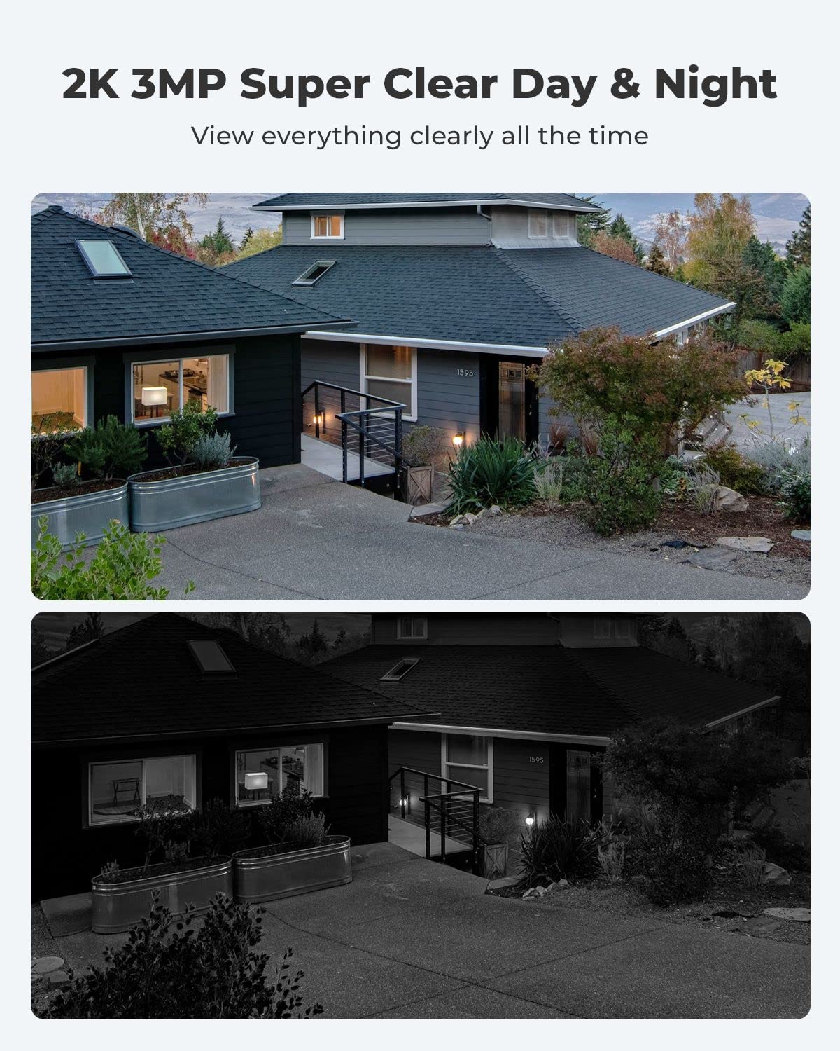 Security Outdoor Camera Wireless Solar Powered, 1080p Battery WiFi Cam w/ 2-Way Talk, Night Vision, PIR Motion Detection, Compatible with Alexa, Reolink Argus Eco Black w/ Solar Panel 2 Pack