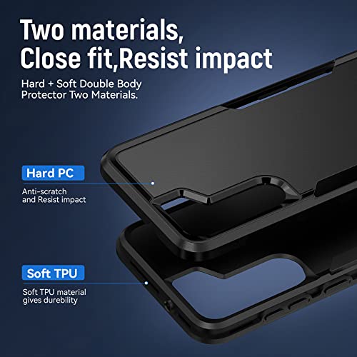 Warsia for Samsung Galaxy S23 Case,Galaxy S23 Case with Screen Protector [Military Grade Drop Tested] Heavy-Duty Tough Rugged Shockproof Protective Case for Samsung S23 6.1", Black