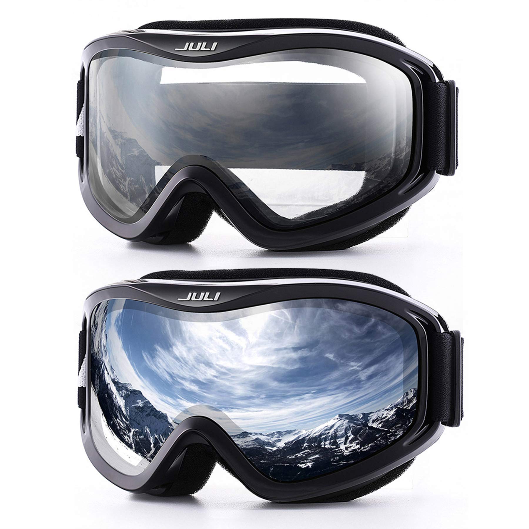 Juli Snowboard & Ski Goggles - Premium Snow Goggles,2Pack(Silver+Clear)
