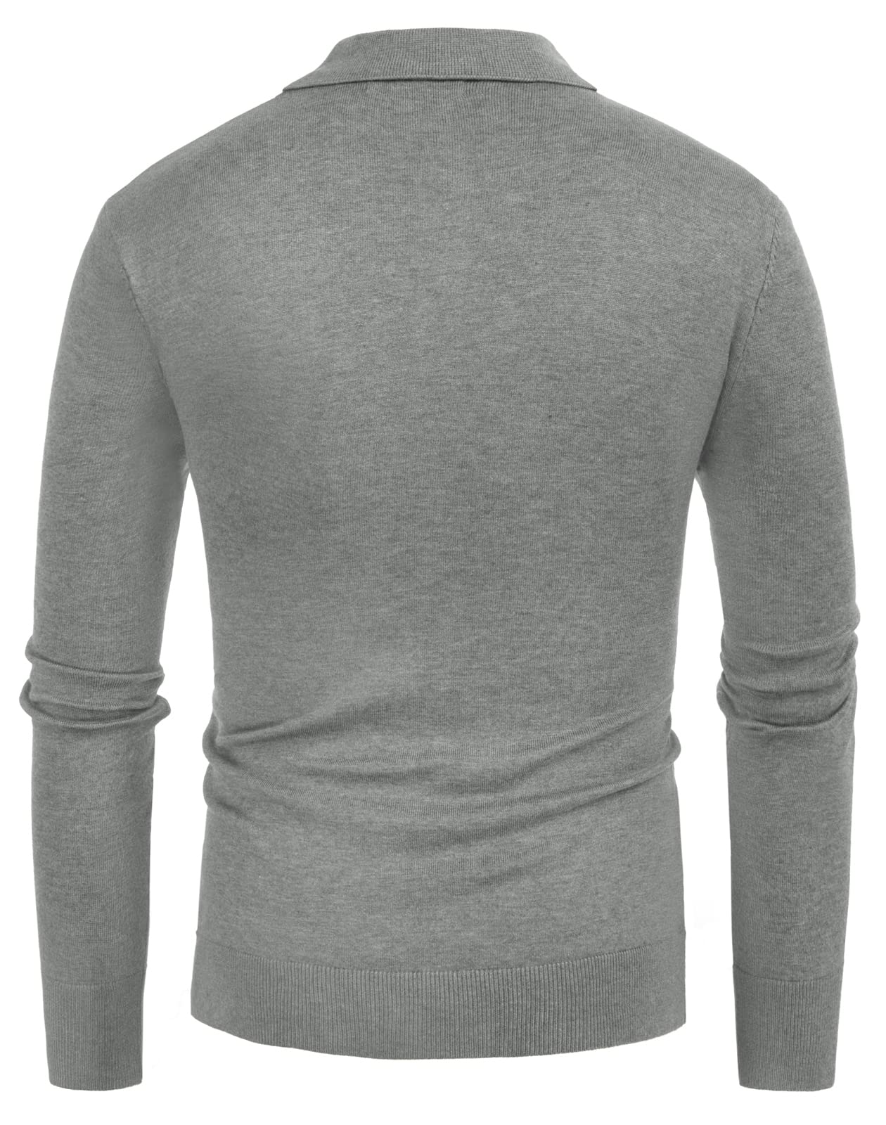 PJ PAUL JONES Men's Vintage Stripe Knitted Polo Shirts Breathable Button Casual Pullover Sweater Dark Grey XX-Large