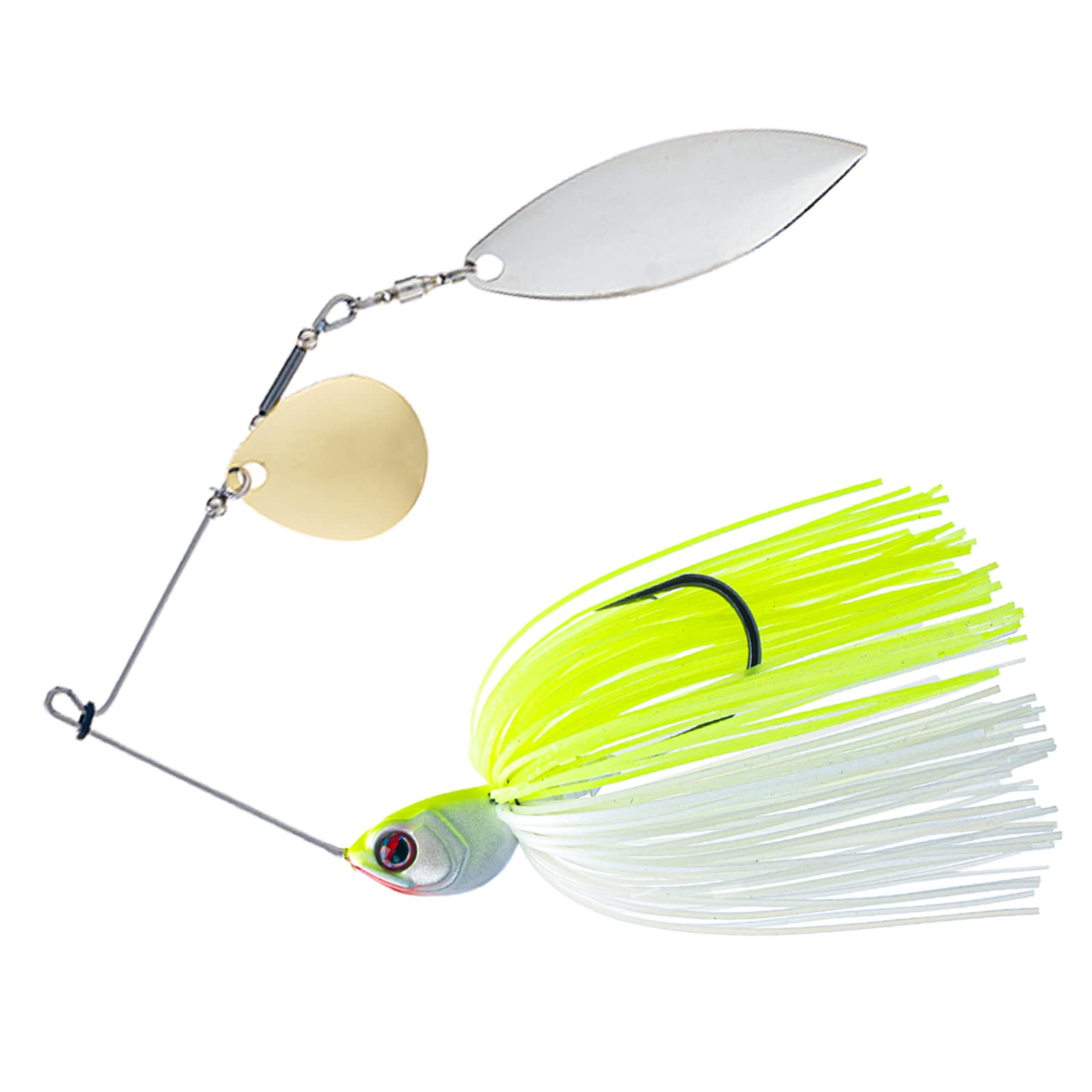 LITTMA Spinner Baits Kit 2pcs/4pcs for Bass Fishing Lures Double Blade Spinnerbaits Willow Lure Cebos para Bass, Tandem Chartreuse/White-2pcs, 1/2oz.