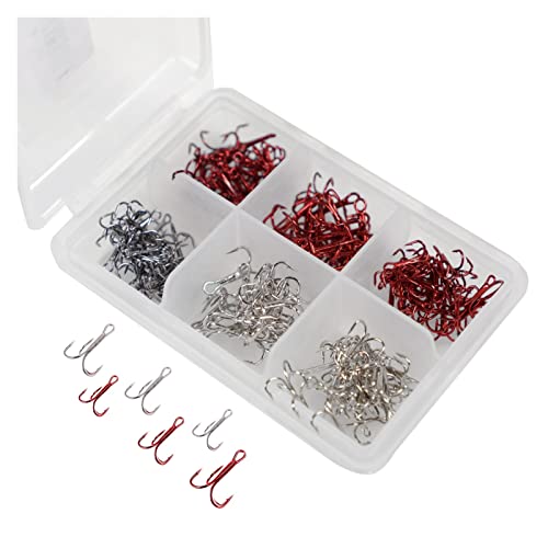 NZNB Fish Hook 160pcs/Box High Carbon Steel 3551 Fishing Hook Set Mixed Size Sharp Treble Hooks with Plastic Box Fishing Tackle Tools Fishing Accessories
