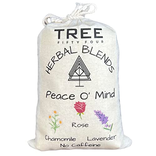 Peace O' Mind Herbal Blend - Chamomile, Red Rose Petals, Lavender | Natural Caffeine Free Tea & Smoke Blend by Tree Fifty Four | 30 Cups