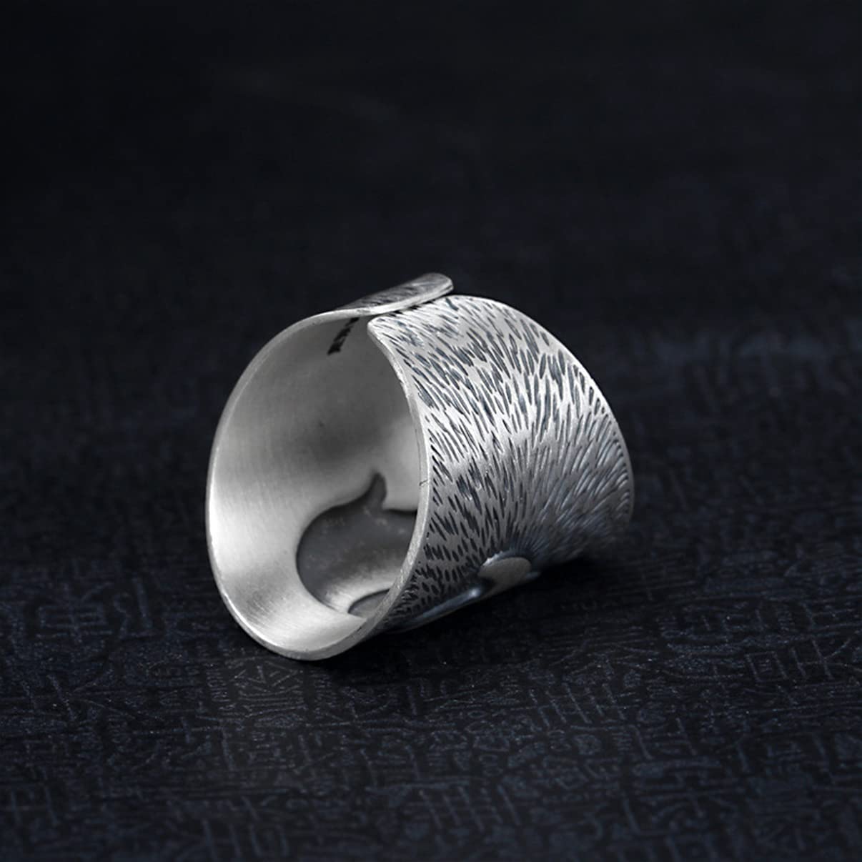 MYLYAHY S925 Sterling Silver Elephant Wide Bands Ring for Women,Adjustable Forefinger Thumb Finger Animals Ring,Boho Ring Jewelry Gift (Ring_B, Adjustable)