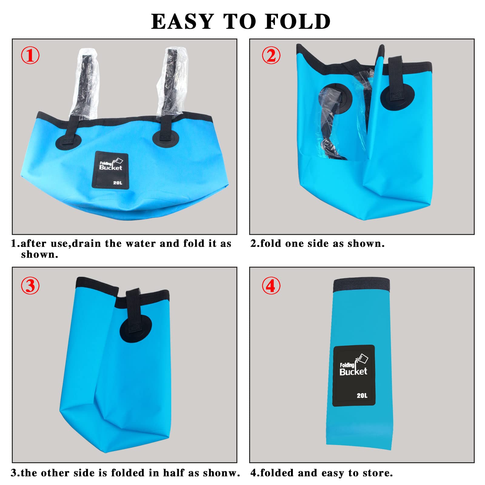 ODDIER 2 Pack portable Collapsible Bucket 5 Gallon, Folding Water storage container with handle, portable wash Basin for fishing car washing camping hiking(20L)-Blue