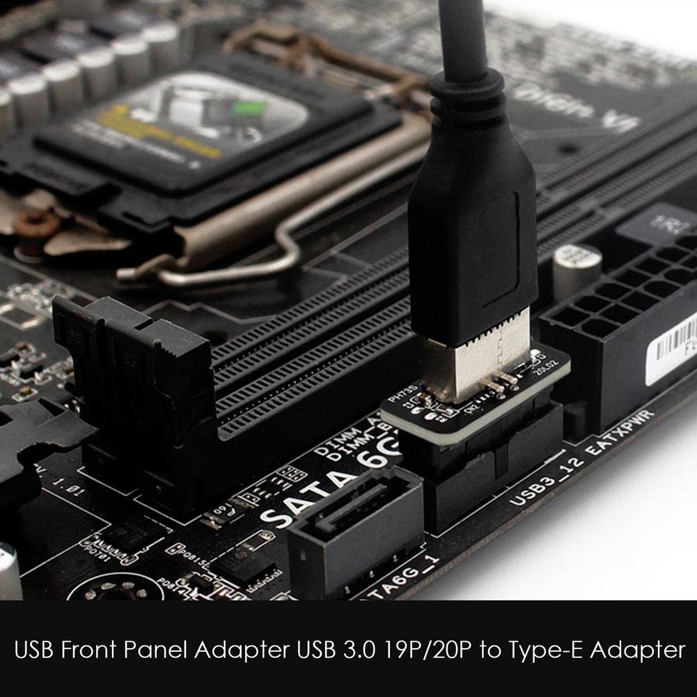 USB Front Panel Adapter, Vertical USB C Header Adapter, USB 3.1 Front Panel Socket Type-E Key-A to USB 3.0 20Pin Header Converter for USB Type C Motherboard