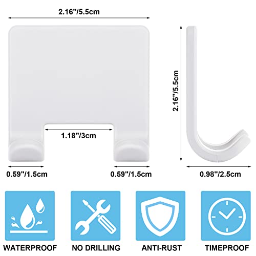 VANZAVANZU Razor Shaver Holder for Shower Wall Adhesive Hooks for Hanging, Bathroom Silicone Waterproof Shower Hooks Hair Brush Holder for Towel (2 Pack-White)