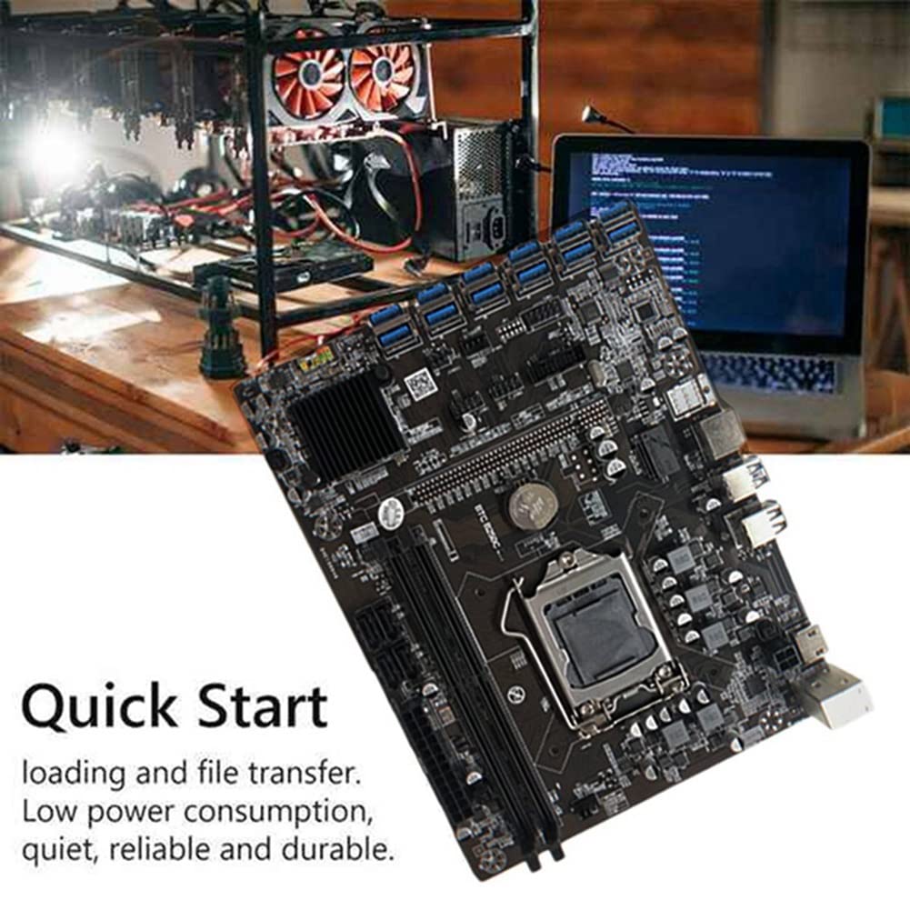 UNNIC B250C BTC Mining Motherboard+G3900 CPU+VER009S Riser 12XPCIE to USB3.0 GPU Slot LGA1151 Support DDR4 RAM Motherboard