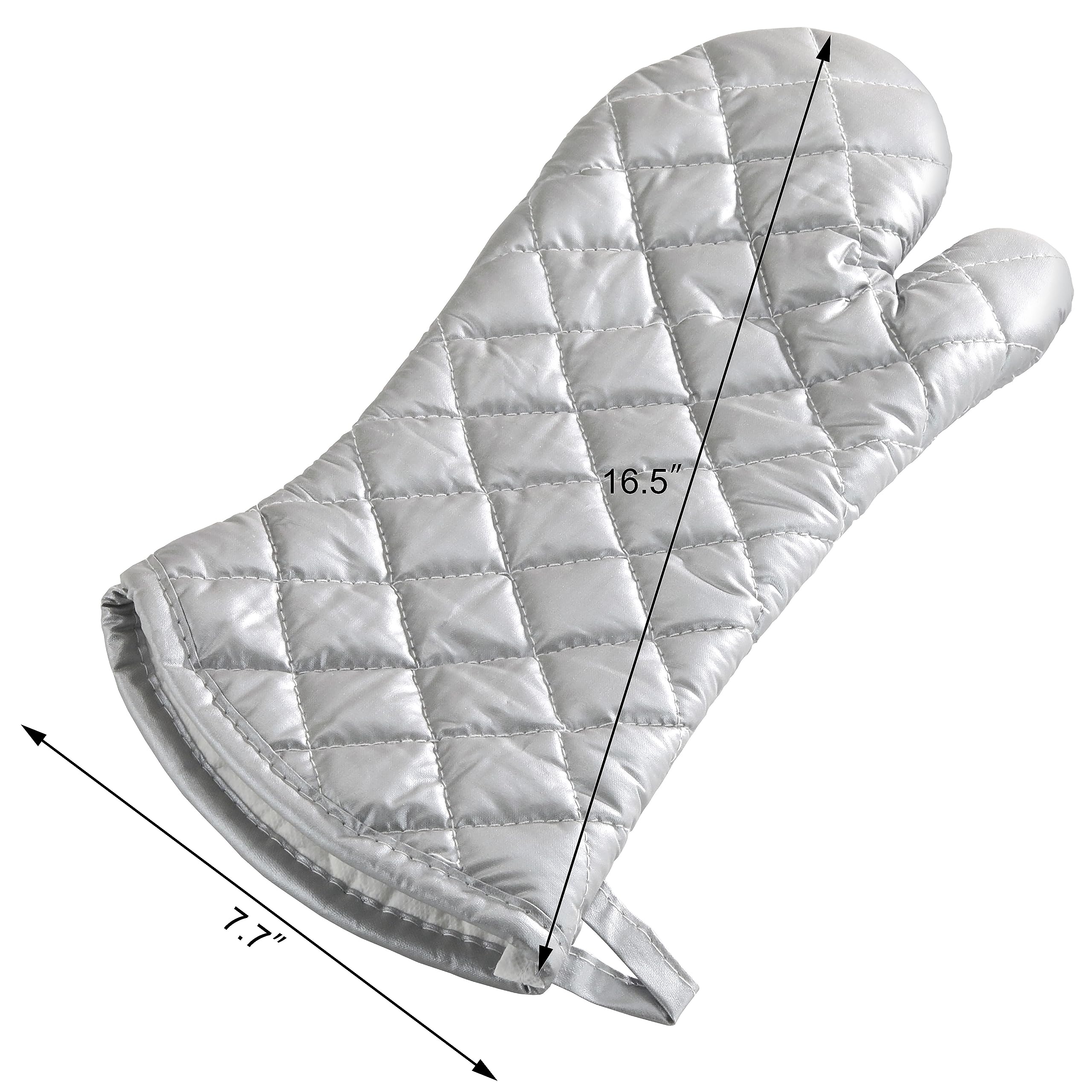 New Star Foodservice 32086 Interwoven Cloth/Silicone Oven Mitts, up to 400F, 15-Inch, Set of 2