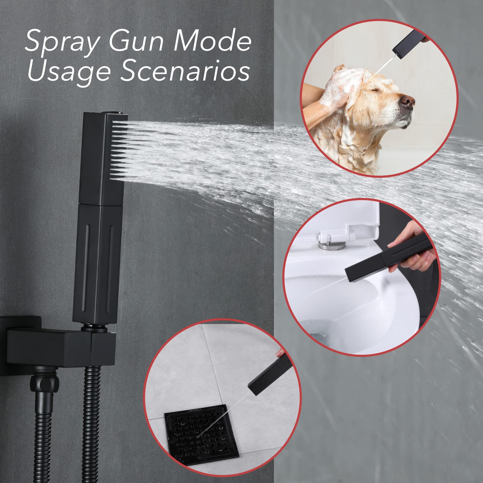 VANFOXLE Shower Faucets Sets Complete Matte Black Shower System,Push Button Diverter Shower Faucet with 2 in 1 Handheld,10 Inch Shower Head with 4 PCS Dual Modes Body Jets(2 Inch)