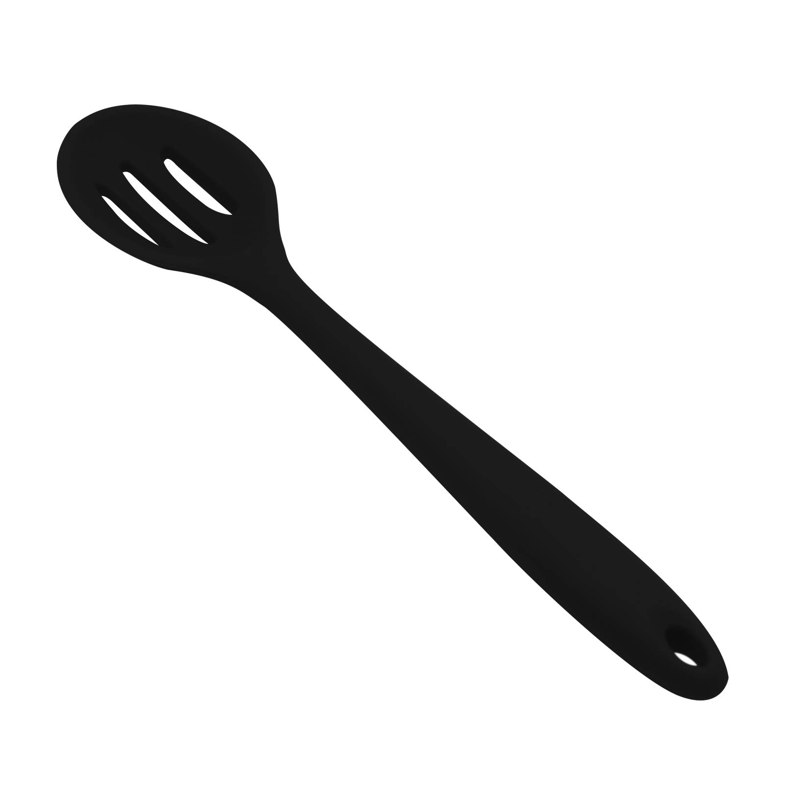 KUFUNG Silicone Slotted Serving Spoon, Nonstick Mixing Spoon, Heat resistant up to 480°F. Silicone Kitchen Cooking Utensils Non-Stick Baking Tool (Black)