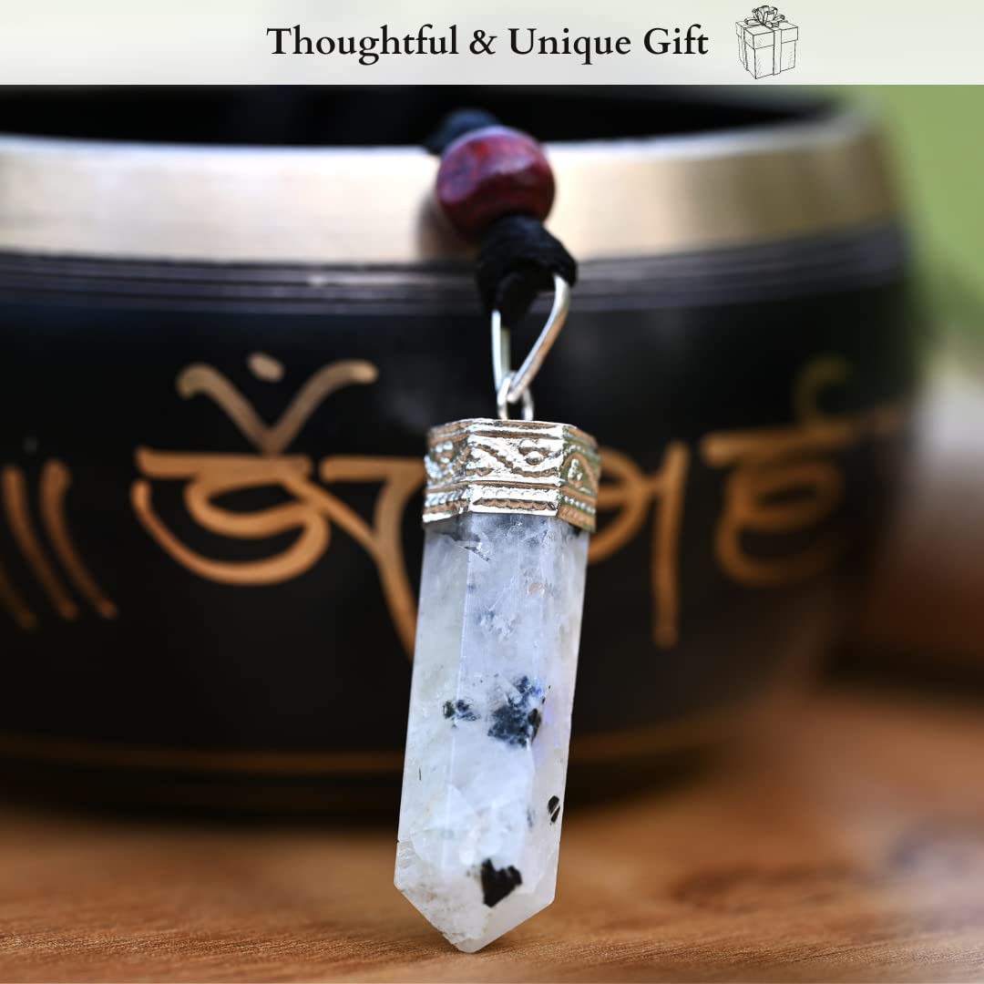 Rainbow Moonstone Crystal Healing Pendant - For Crown Chakra | Enhances Intuition And Stability. Relieves Emotional Stress. Brings Hope, Luck, Abundance, Harmony And Fortune. Protective Talisman