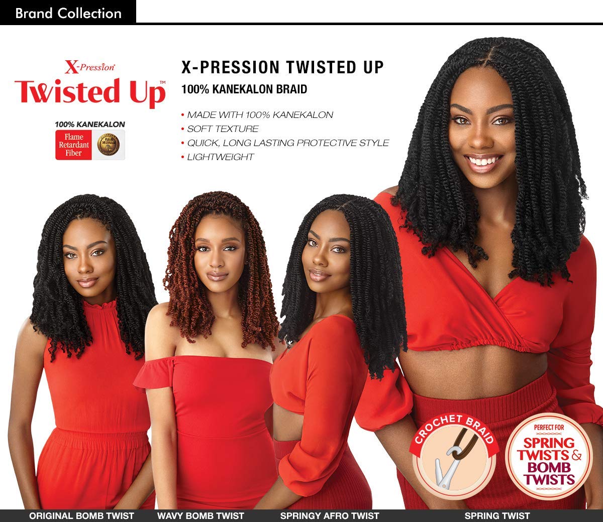 Outre Synthetic Braid X PRESSION TWISTED UP 2X SPRINGY AFRO TWIST 12 (5-Pack, 30)