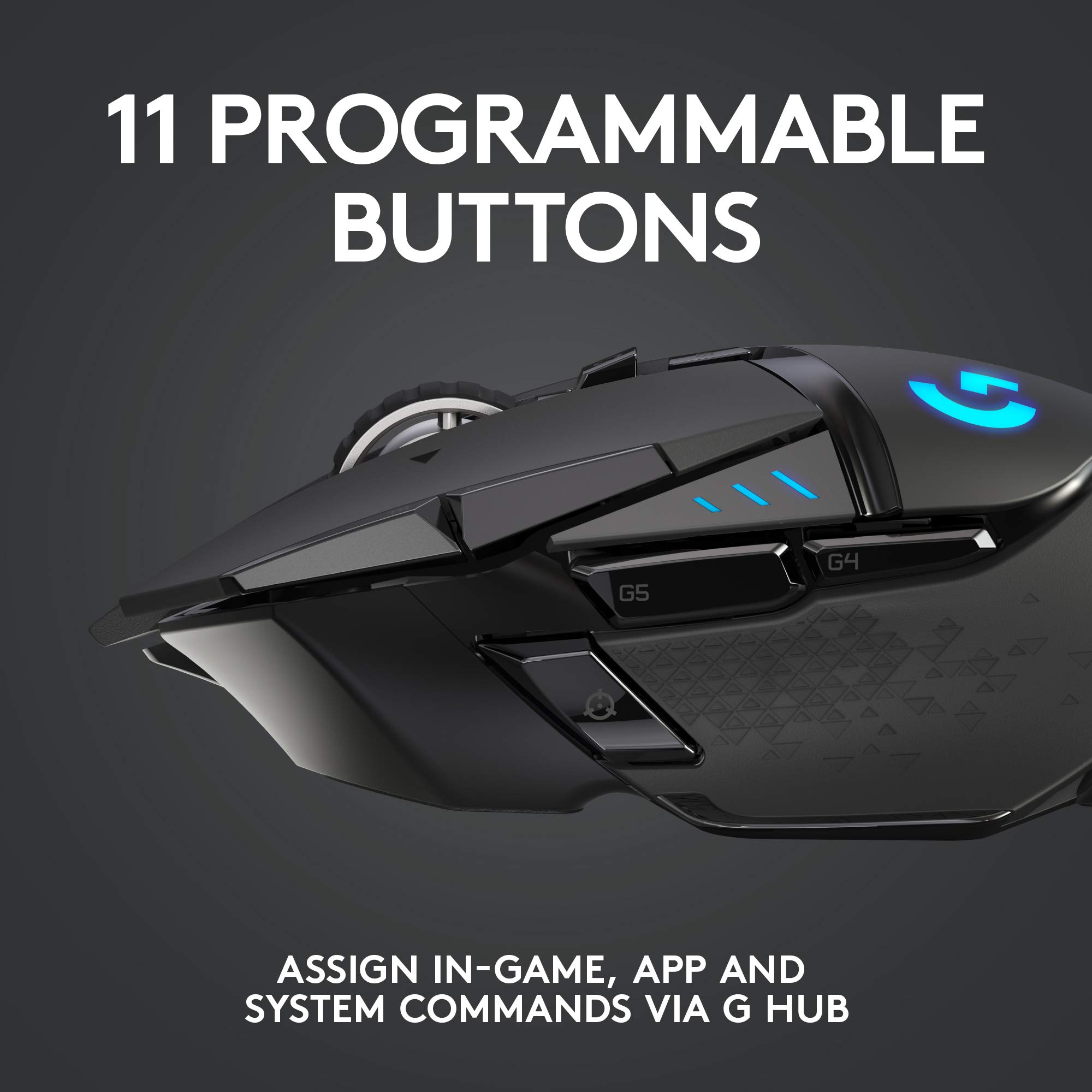 Logitech G502 Lightspeed Wireless Gaming Mouse, 25K Hero Gaming Sensor, 25600 DPI, RGB, Ultra-Light, 11 Programmable Buttons, Long Life Battery, PowerPlay-Compatible, PC - Black
