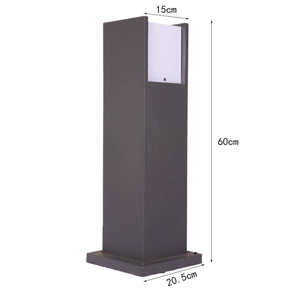Liunce European Metal Aluminum Acrylic Post Light Modern Simple Outdoor Waterproof Pillar Light Loft Garden Gate Courtyard Home Villa Decorative Column Lamp E27 Edison