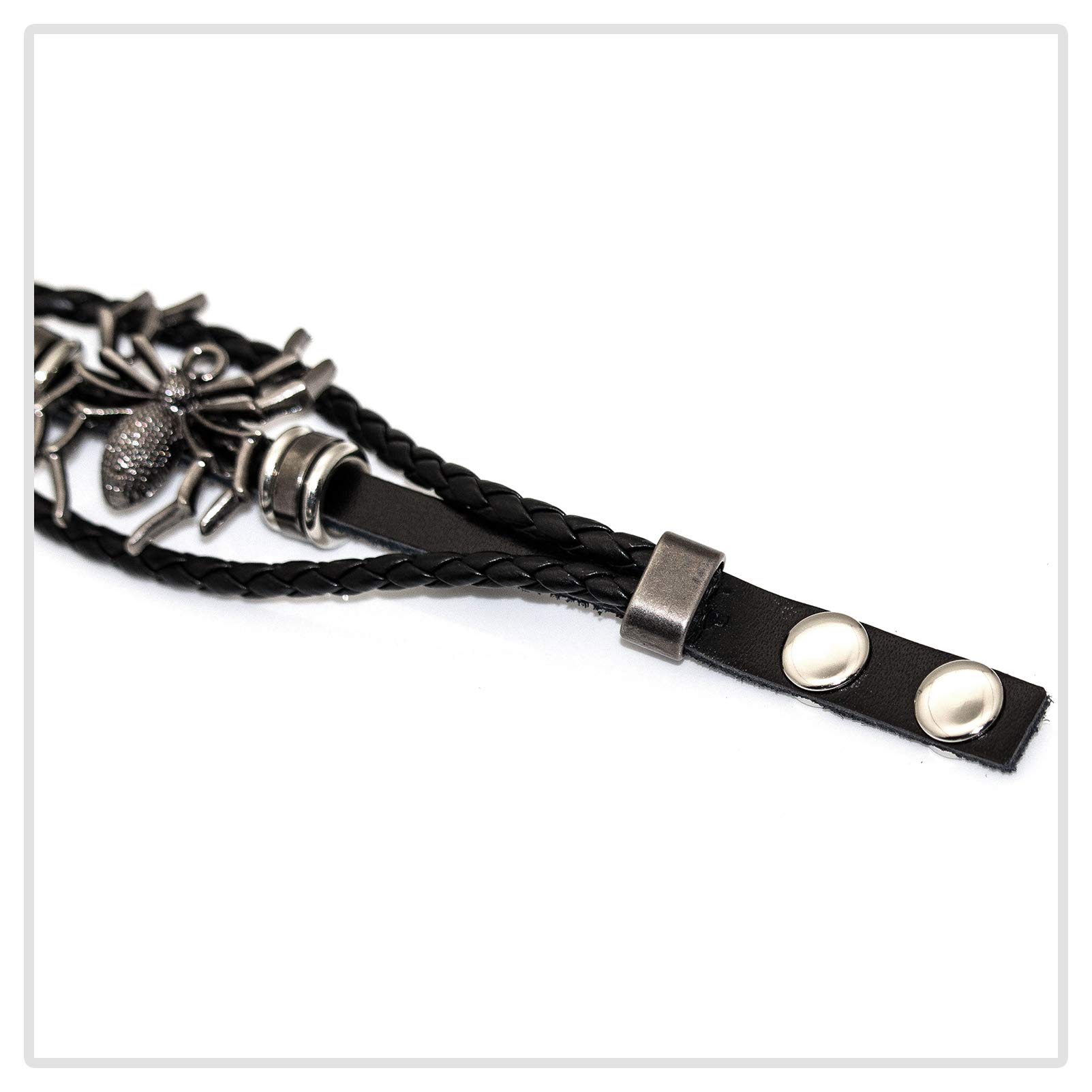 Mgutillart Punk Alloy Buckle Bracelet Spider Leather Bracelet(Spider)
