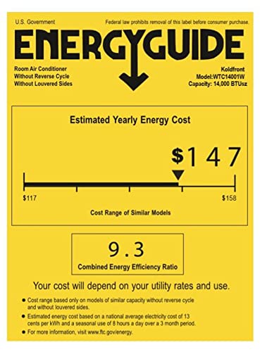 Koldfront WTC14001WSLV 14000 BTU 208/230V Through the Wall Air Conditioner with 10600 BTU Heater with Remote and Sleeve