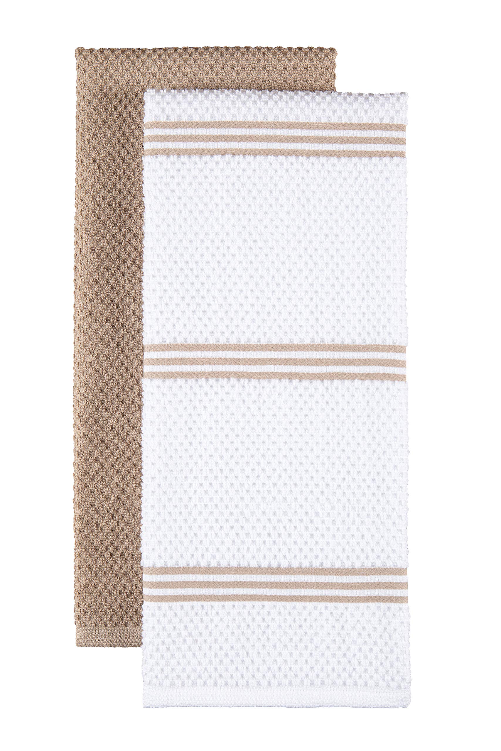 Kitchen Towels Dishcloths Oven Mitts and Pot Holders Set of 9, Oeko-Tex 100% Cotton Terry Dish Towels & Dish Cloths, Non-Slip Silicone, Tan
