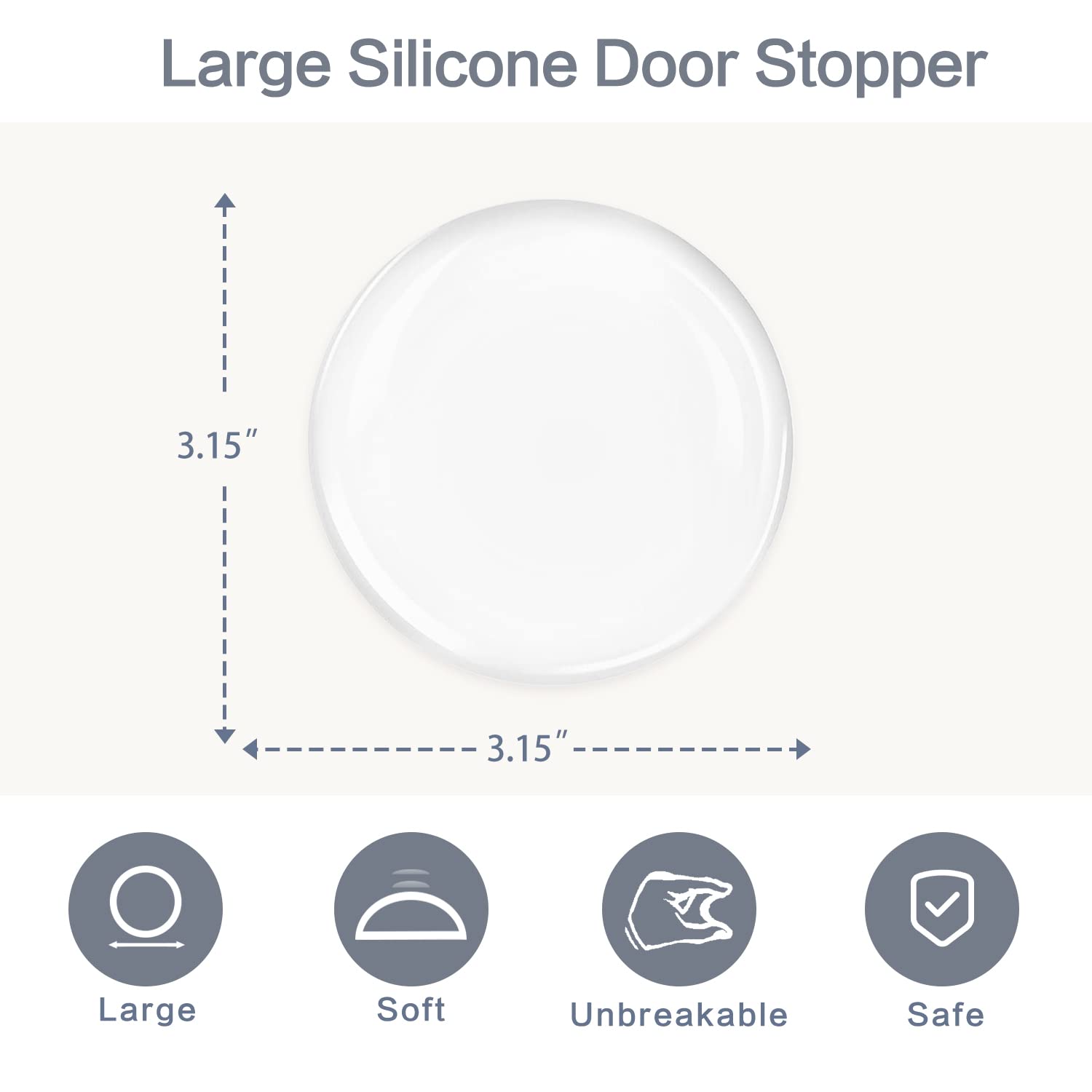 Large Door Knob Wall Protector 3.15β, 6pcs Clear Door Stopper Wall Protector with Strong Self Adhesive, Soft Silencer Door Bumpers for Home and Office