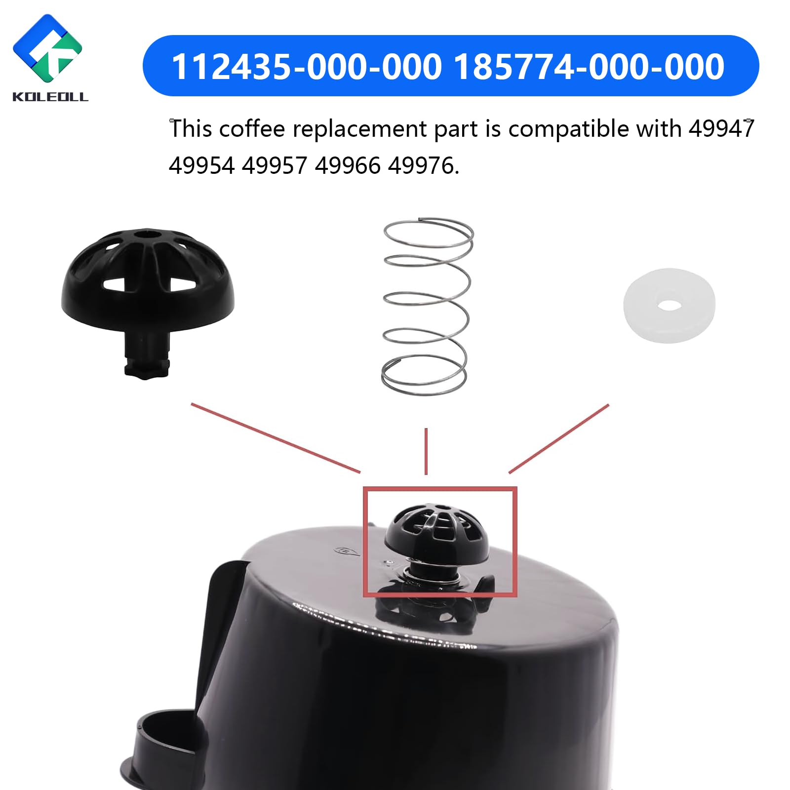 KOLEOLL 2 Pack Coffee Maker Brew Basket Stop Valve Kit 112435-000-000 185774-000-000 Compatible with Hamilton Beach Coffee Makers 990117900 990237500