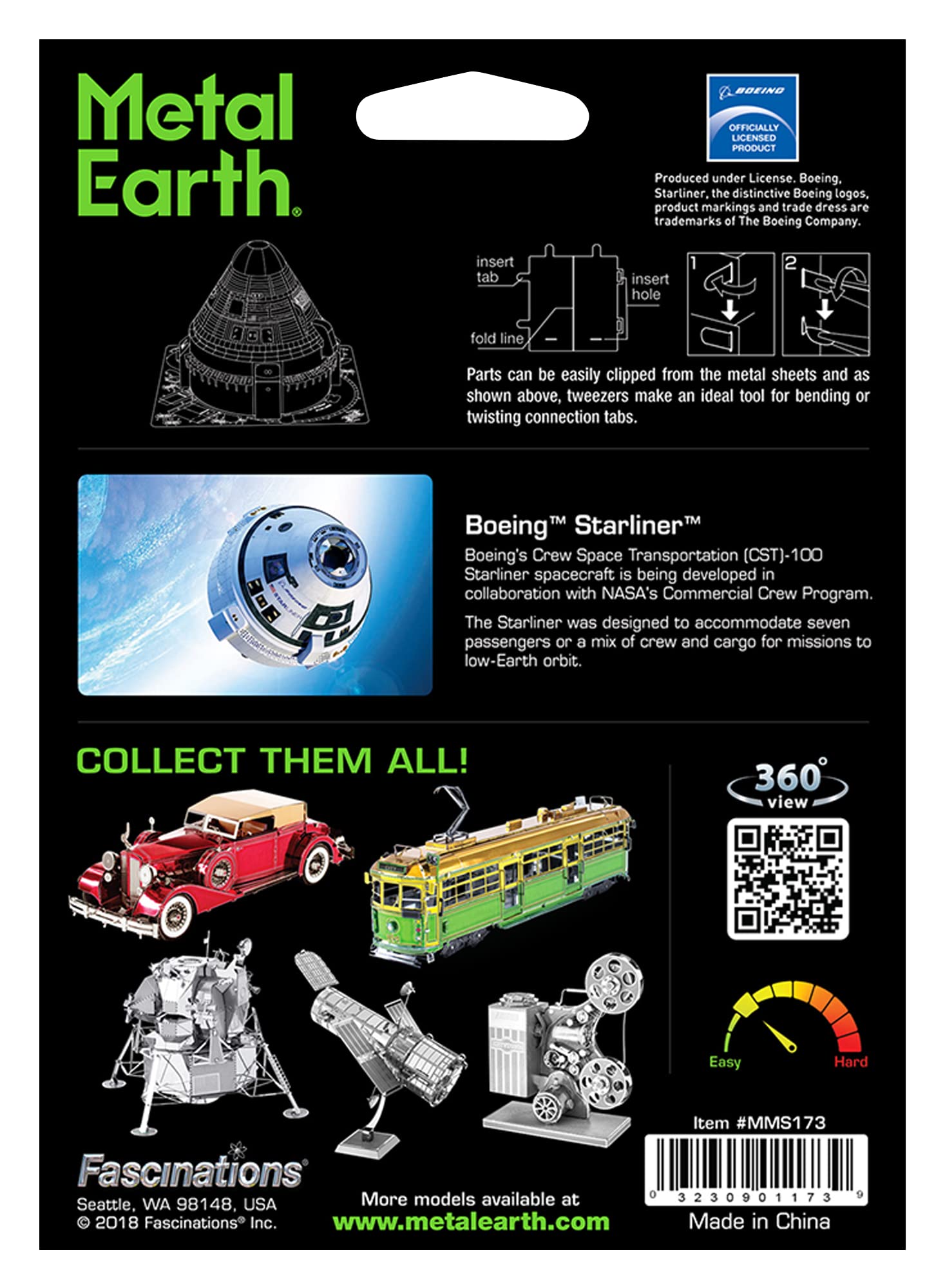 Metal Earth Boeing CST-100 Starliner 3D Metal Model Kit Bundle with Tweezers Fascinations