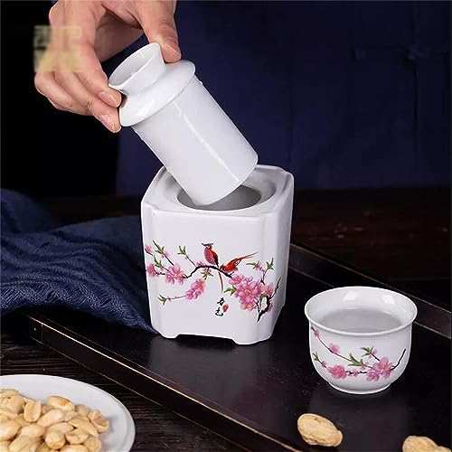 MMLLZEL Square Hot Wine Pot Household Chinese Antique Wine Set Set Hot Warm Wine Pot Ceramic Warm Wine Ware