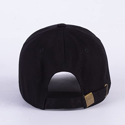 LANGZHEN Baseball Dad Cap 100% Cotton Fits Men Women Classic Adjustable Plain Hat(Structured-Black)