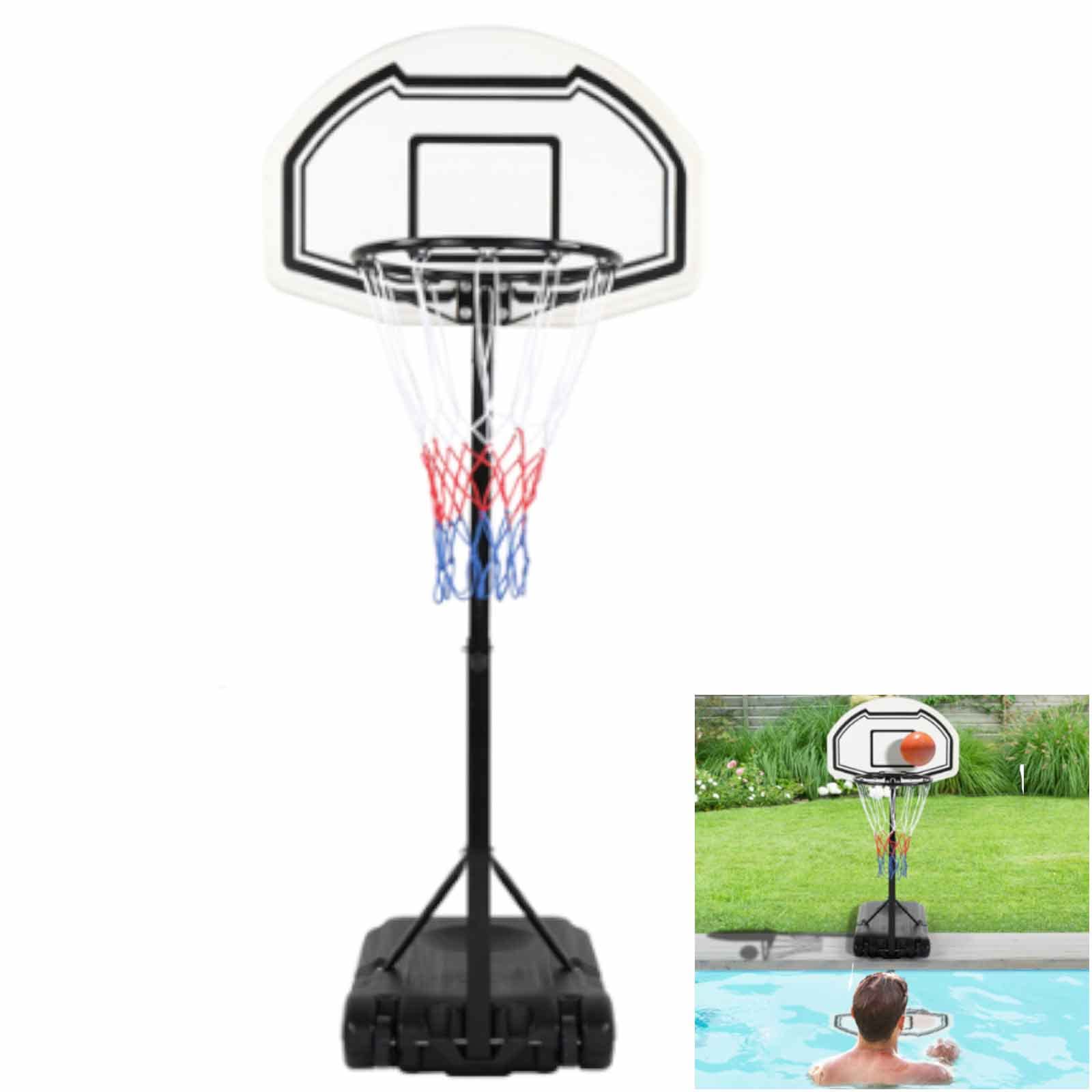 Ralch Wysom Portable Pool Basketball Hoop System Stand,28" x 19" Backboard, Basket Height Adjustment 3.77-4.4ft for Poolside Swimming Water,Maxium Ball Model 7# White & Black