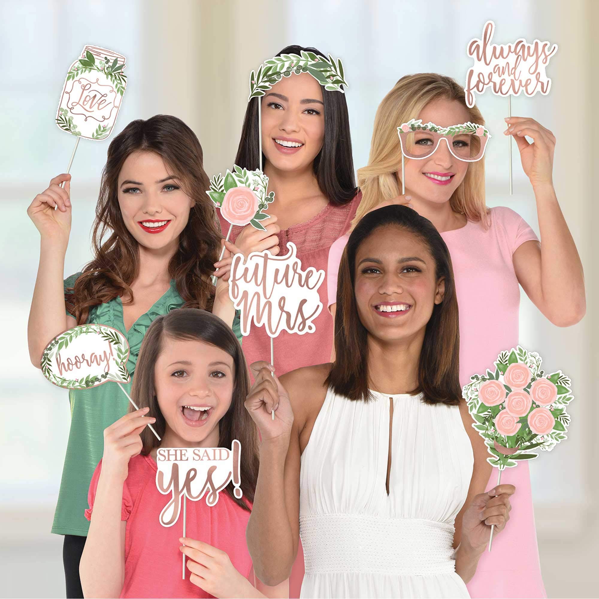 Love And Leaves Photo Props (14" x 8.5") - Pack of 13 | Stunning Multicolor Cardboard Decor | Unique, Charming & Fun Photobooth Accessories
