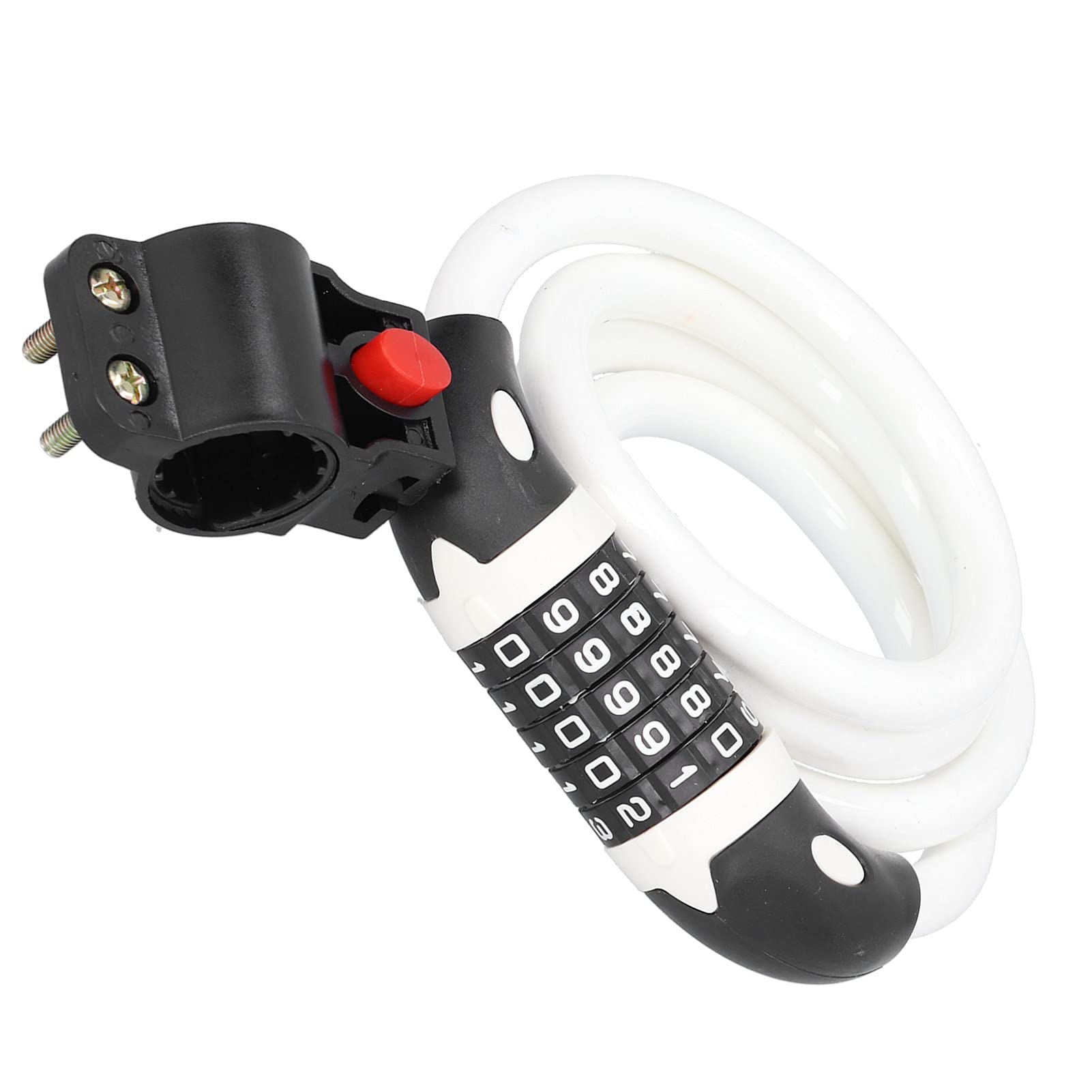 Password Lock 5‑Digit Code Combination Lock Bike Security Anti‑Theft Lock(White)